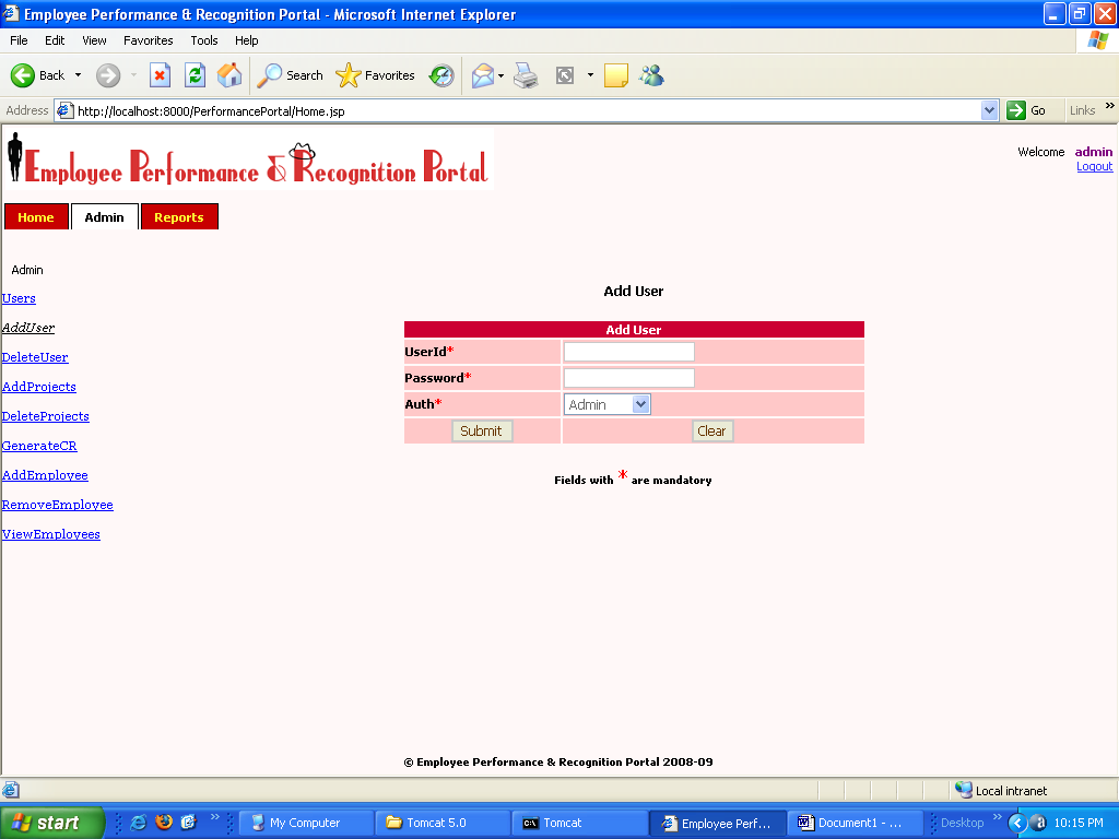 Employee Performance Portal Java Project - ProjectsGeek
