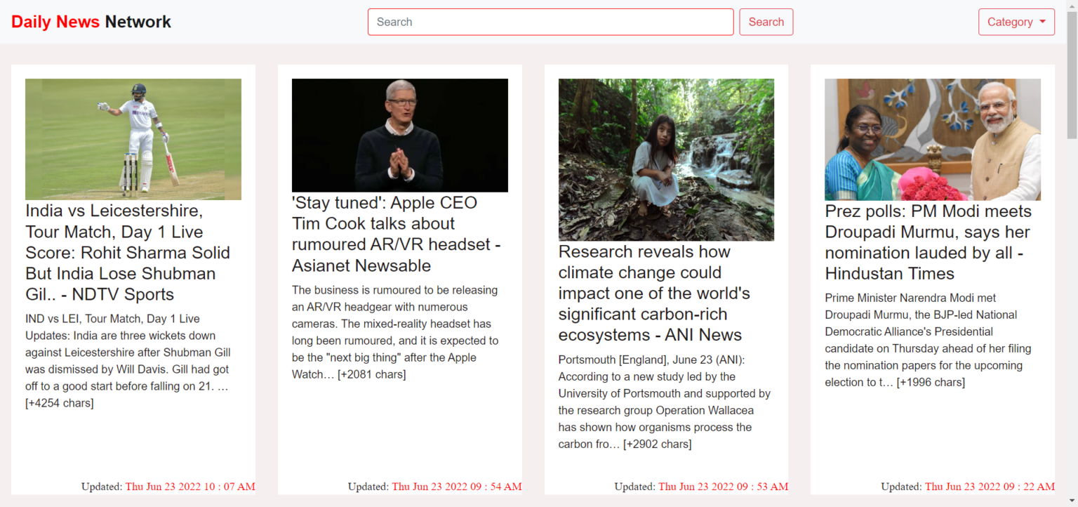 News Website Project in Node JS - ProjectsGeek