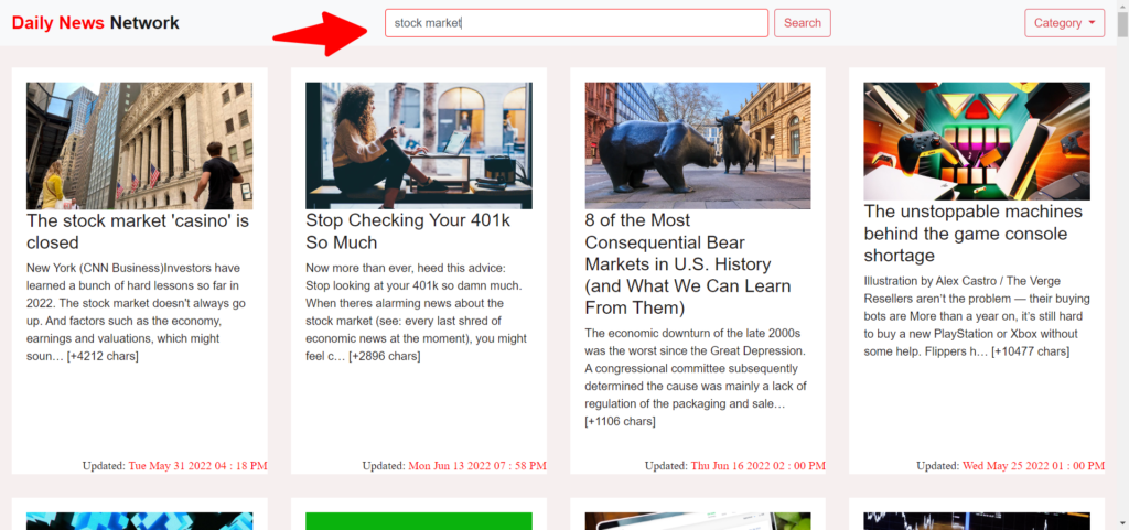 News Website Project in Node JS - ProjectsGeek